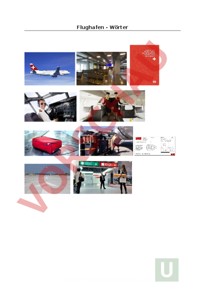 Arbeitsblatt: Flughafen Vokabular - Deutsch - Wortschatz