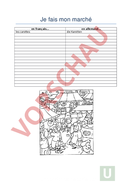 Arbeitsblatt: Je fais mon marché - Französisch - Wortschatz