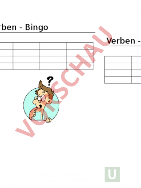 Arbeitsblatt: Verben Bingo Vorlage - Deutsch - Grammatik