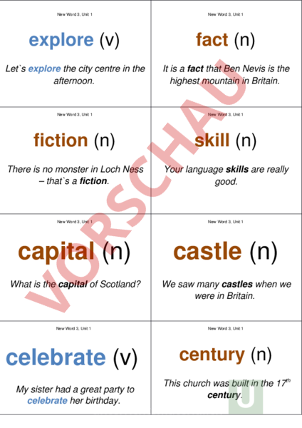 Arbeitsblatt: New World 3, Unit 1, Class vocabulary - Englisch - Wortschatz