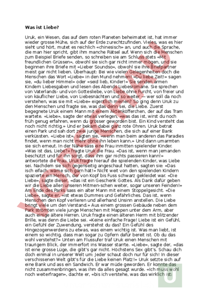 Arbeitsblatt: Was ist Liebe? - Lebenskunde - Sexualerziehung