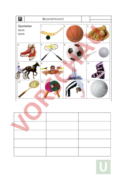 Arbeitsblatt: Wortschatz Sport - Deutsch - DaZ