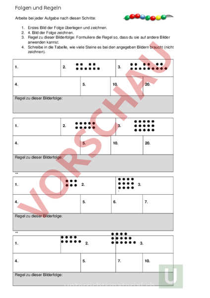 Arbeitsblatt: Folgen und Reglen - Mathematik - Anderes Thema
