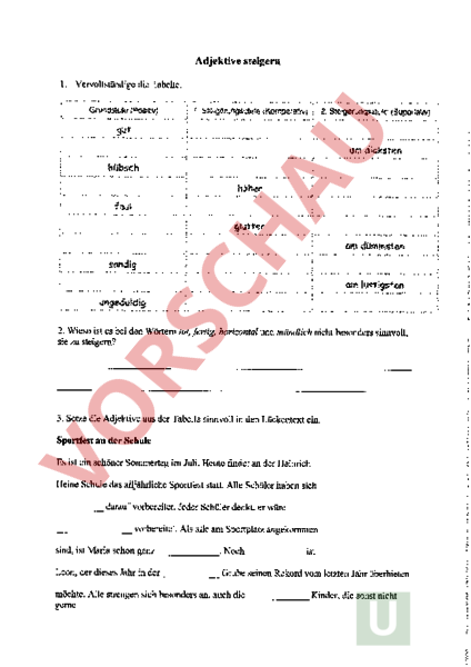 Arbeitsblatt: Adjektive steigern - Deutsch - Grammatik