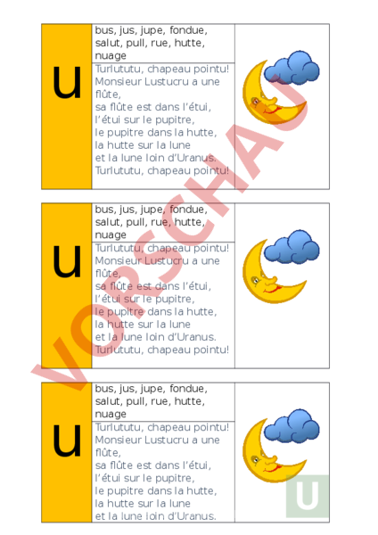 Arbeitsblatt: Leseübung zu u - Französisch - Grammatik