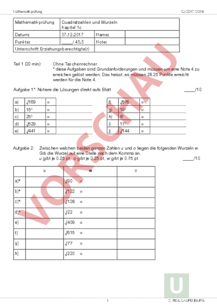 Arbeitsblatt: Mathematik Sek 2 Kap 1c III - Mathematik - Gemischte Themen