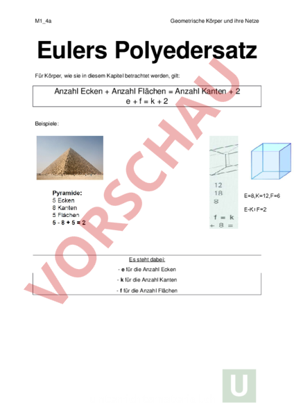 Arbeitsblatt: Eulers Polyedersatz - Geometrie - Körper / Figuren