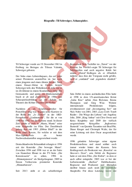 Arbeitsblatt: Biografien Vorlagen - Deutsch - Texte schreiben