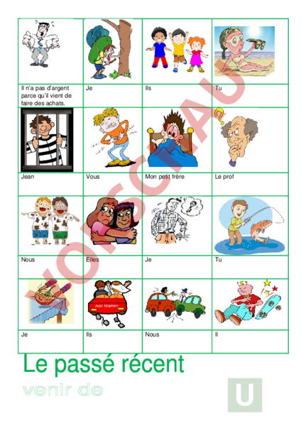 Arbeitsblatt: passé récent - Französisch - Grammatik