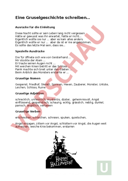 Arbeitsblatt: Wortschatz Halloween - Deutsch - Texte schreiben