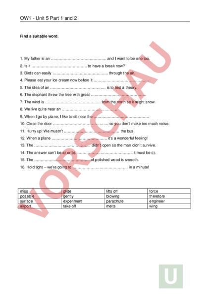 Arbeitsblatt: Vocabulary Open World unit 5 Lückentext - Englisch ...
