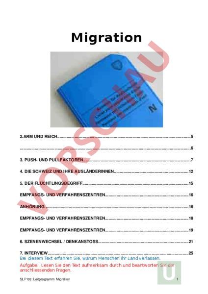 Arbeitsblatt: Leitprogramm Migration - Geschichte - Gemischte Themen