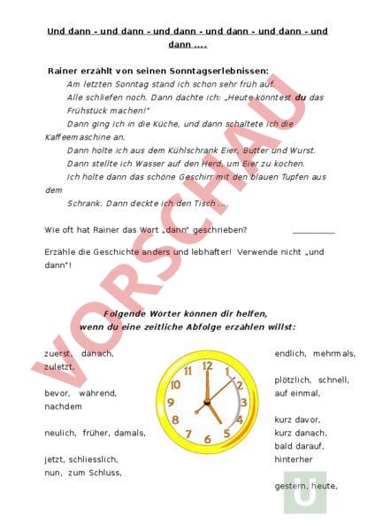 Arbeitsblatt: Und dann - Deutsch - Texte schreiben