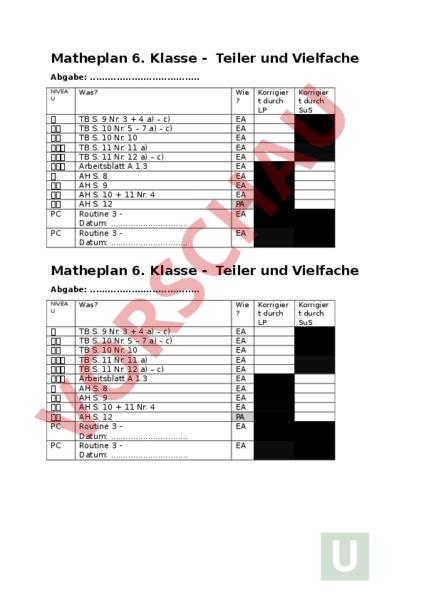 Arbeitsblatt: Mathematik 6 - Matheplan Teiler und Vielfache ...