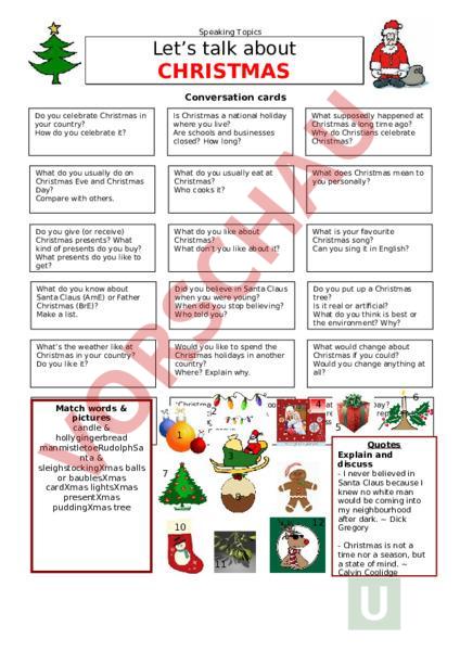 Arbeitsblatt: Let's talk about Christmas - Englisch - Wortschatz