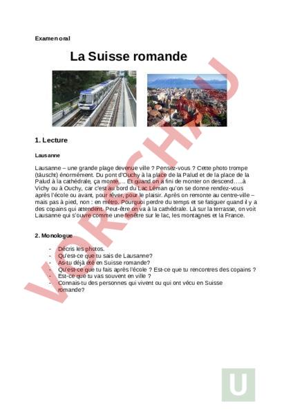 Arbeitsblatt: Examen oral - Französisch - Gemischte Themen