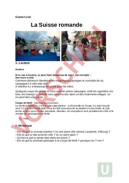 Arbeitsblatt: Examen oral - Französisch - Gemischte Themen