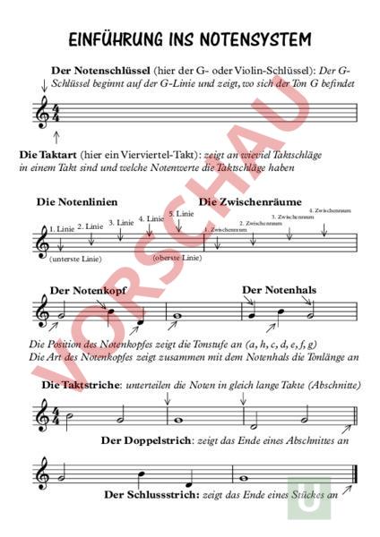 Arbeitsblatt: Einführung ins Notensystem - Musik - Musiktheorie / Noten