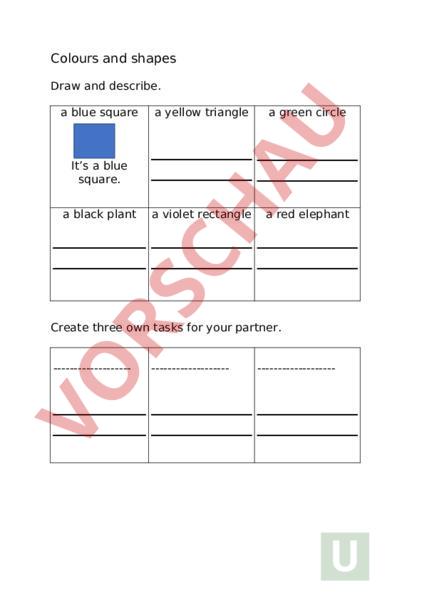 Arbeitsblatt: Englisch unit 3: colors and shapes - Englisch - Lehrmittel