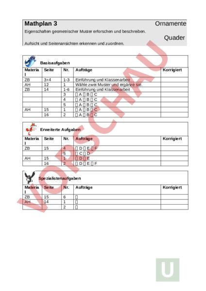Arbeitsblatt: Mathplan 3 - Mathematik - Gemischte Themen