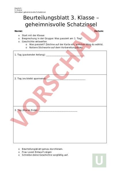 Arbeitsblatt: Die Schatzinsel – Sfostsee