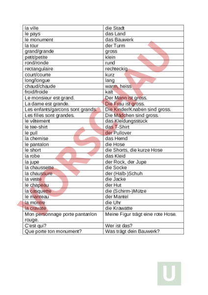 Arbeitsblatt: dis donc 5 Unité 6 Voci - Französisch - Wortschatz