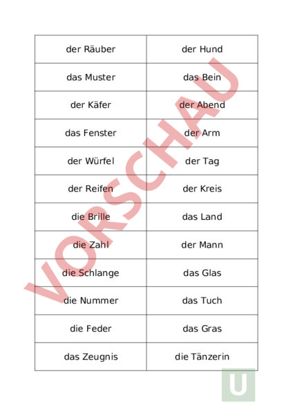 Arbeitsblatt: Pluralformen 2 - Deutsch - Grammatik