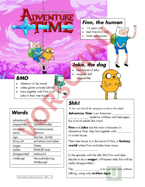 Arbeitsblatt: Adventure Time - Englisch - Gemischte Themen