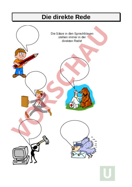 Arbeitsblatt: Direkte Rede - Deutsch - Grammatik