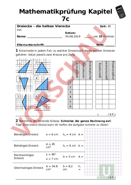 Arbeitsblatt: Mathematik 1 Prüfung 7c Niveau II - Geometrie - Körper ...