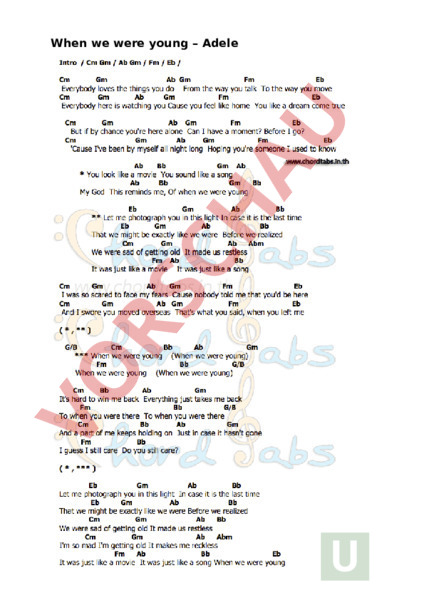 Arbeitsblatt: Adele_When we were young - Musik - Singen / Lieder