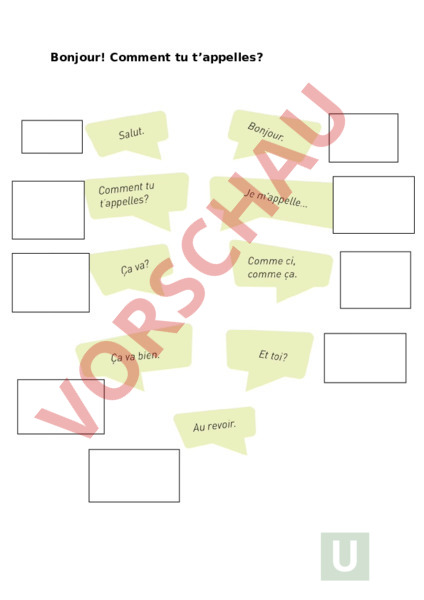 Arbeitsblatt: Bonjour! Comment tu t'appelles? - Französisch - Lehrmittel