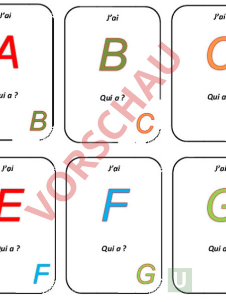 Arbeitsblatt: J'ai - qui a? Les lettres - Französisch - Wortschatz