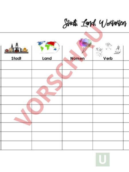 Arbeitsblatt: Stadt, Land, Wortarten - Deutsch - Grammatik