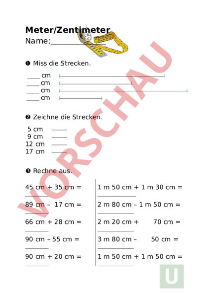 Arbeitsblatter Mathe Meter Zentimeter