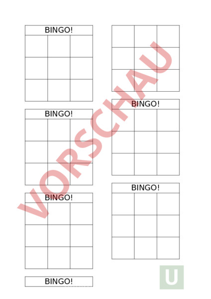 Arbeitsblatt: Bingo Felder - Mathematik - Anderes Thema