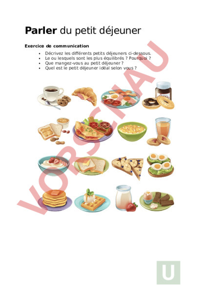 Arbeitsblatt: parler du petit déjeuner - Französisch - Gemischte Themen