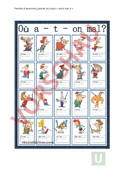 Arbeitsblatt: Avoir-mal_à - Französisch - Lehrmittel