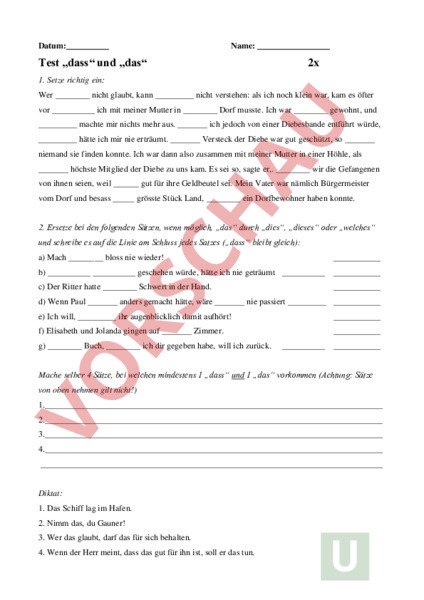 Das Oder Dass Arbeitsblatt , Arbeitsblatt 2 Dass oder das? – EPEOFG