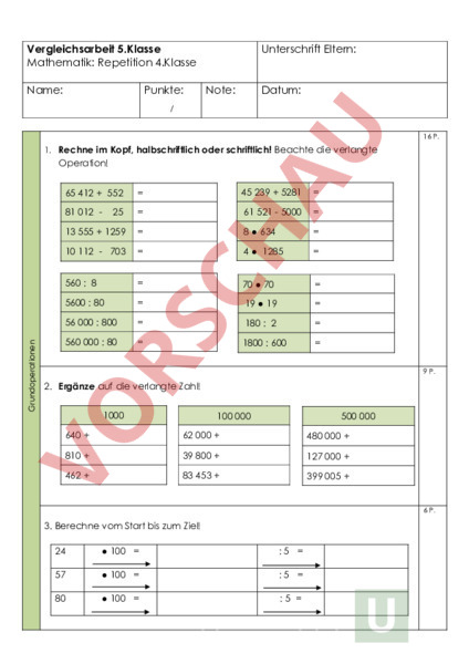 Arbeitsblatt: LZK_Mathe_Vergleich - Mathematik - Gemischte Themen