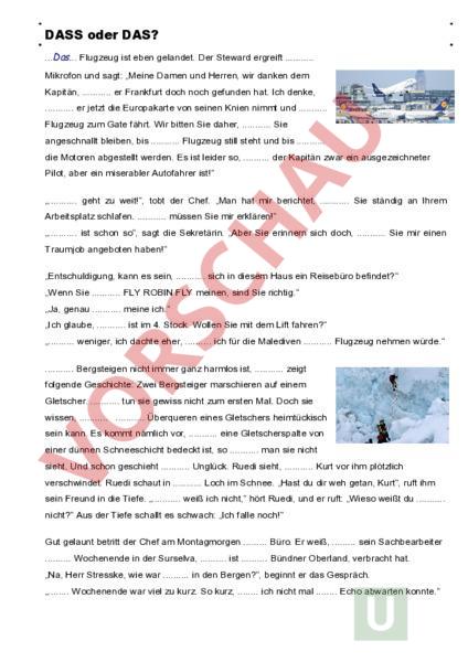 Arbeitsblatt: Das oder dass - Deutsch - Grammatik