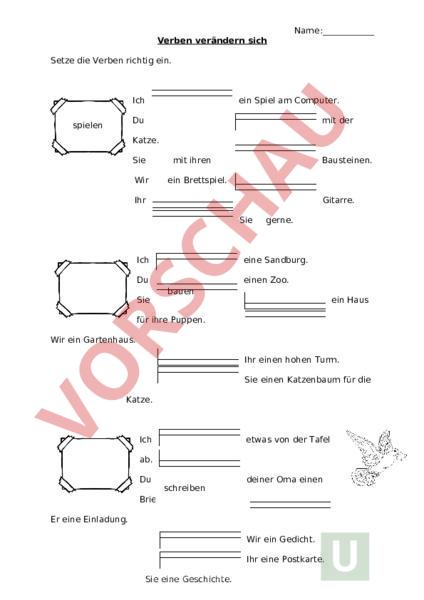 Arbeitsblatt: Verben verändern sich - Deutsch - Grammatik