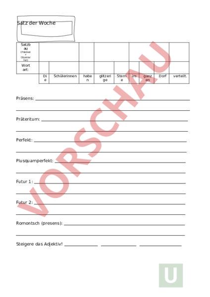 Arbeitsblatt: Satz der Woche - Deutsch - Grammatik