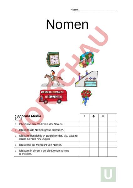 Arbeitsblatt: Nomen Dossier - Deutsch - Grammatik