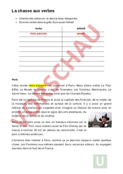 Arbeitsblatt: chasse aux verbes - Französisch - Grammatik