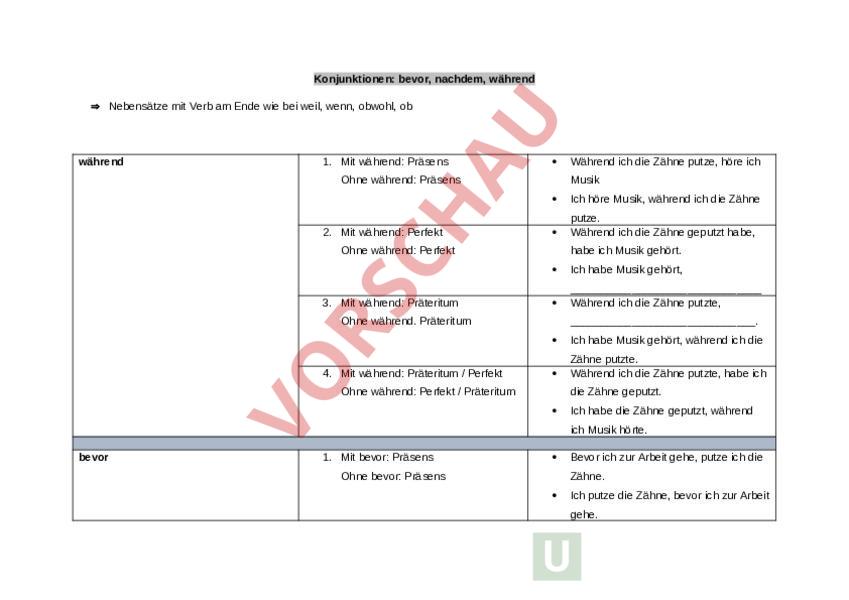 Arbeitsblatt: Konjunktionen während bevor nachdem - Deutsch - DaZ