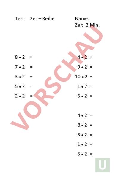 Arbeitsblatt: Reihenprüfungen Multiplikation - Mathematik - Multiplikation