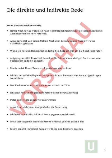 Arbeitsblatt: Direkte und indirekte Rede - Deutsch - Grammatik