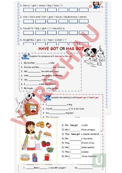 Arbeitsblatt: Have got- has got - Englisch - Grammatik