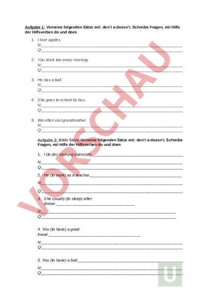 Arbeitsblatt: Simple Present - Englisch - Grammatik